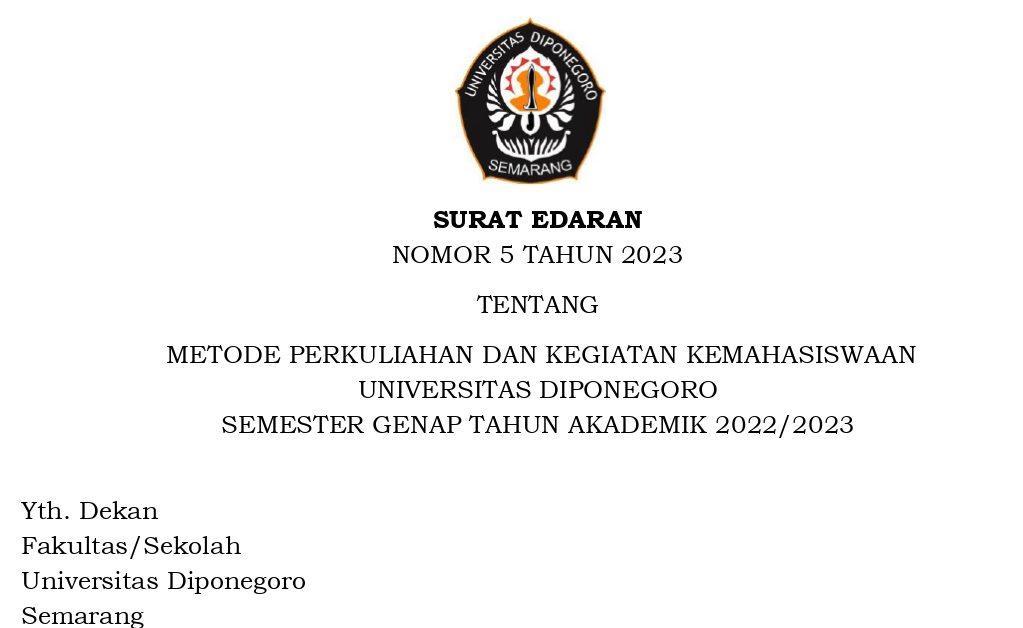 Surat Edaran Rektor Tentang Metode Perkuliahan Semester Genap 2022/2023 - Departemen Perikanan ...